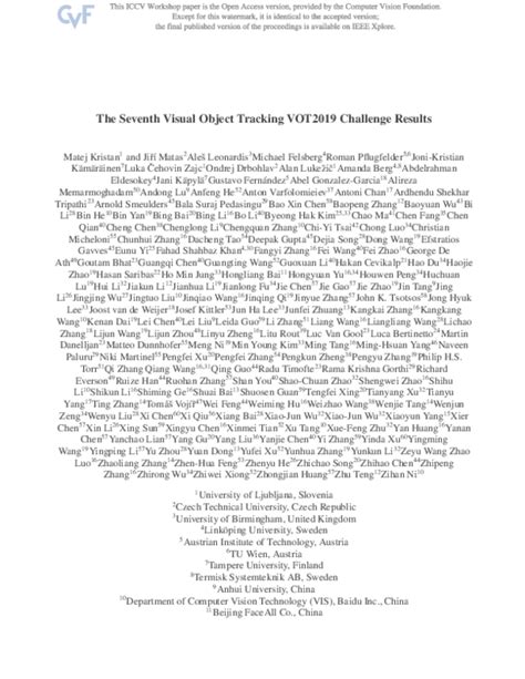 Pdf The Seventh Visual Object Tracking Vot2019 Challenge Results Richard Everson