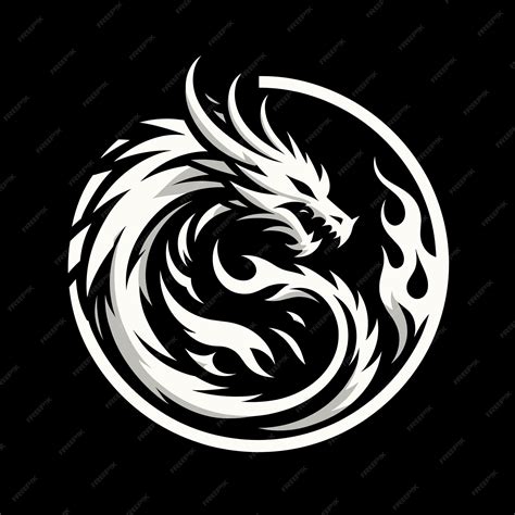Vector White Dragon Logo On Black Background Premium Ai Generated Vector