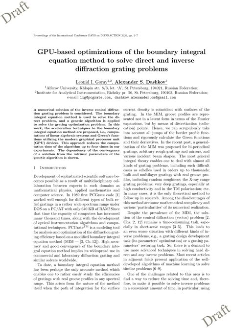 Pdf Gpu Based Optimizations Of The Boundary Integral Equation Method To Solve Direct And