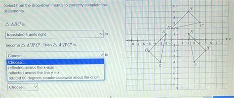 solved select from the drop down menus to correctly complete the