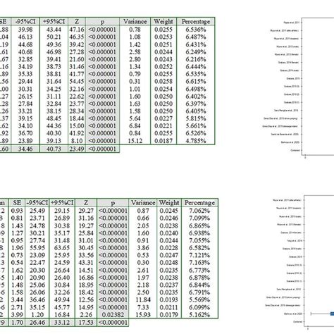 Forest Plot Random Effects Model Showing Mean A Thk Angle ° B
