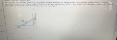 Solved End A Of The Link Has A Downward Velocity Va Of 3 0