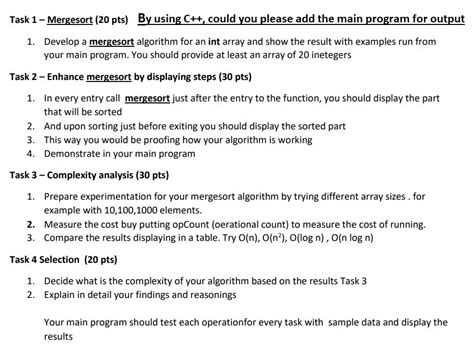 Solved Task 1 ﻿mergesort 20 ﻿pts ﻿by Using C ﻿could