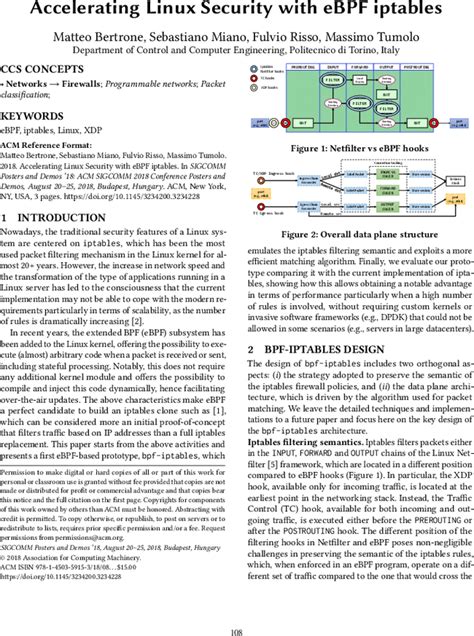 accelerating linux security with ebpf iptables proceedings of the acm