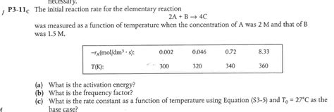 Solved 1c The Initial Reaction Rate For The Elementary