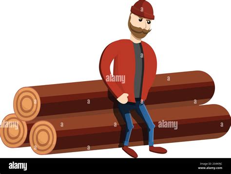 Lumberjack On Log Stack Icon Cartoon Of Lumberjack On Log Stack Vector Icon For Web Design
