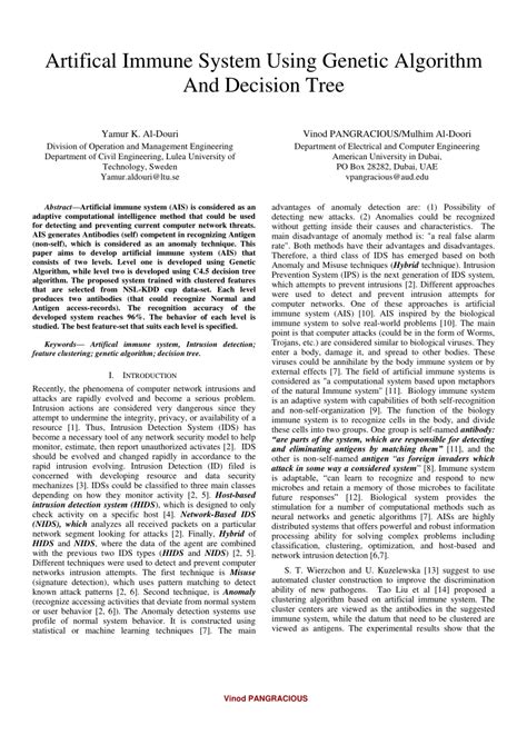 Pdf Artifical Immune System Using Genetic Algorithm And Decision Tree