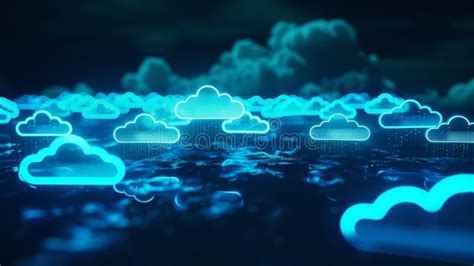 Silhouetted Image Of A Distributed Cloud Database System Stock