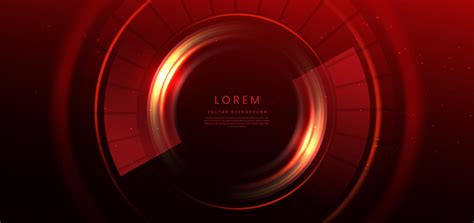 Abstract Circle Element Technology Connection Digital Data On Red Background Vector