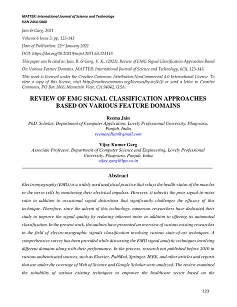 pdf review of emg signal classification approaches based on various