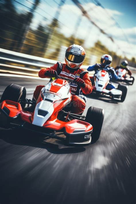 High Speed Go Karts Racing On A Dynamic Track Suitable For Sports And