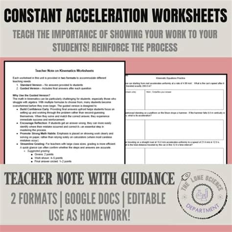 1d Kinematics Worksheet Set Constant Acceleration And Free Fall Practice