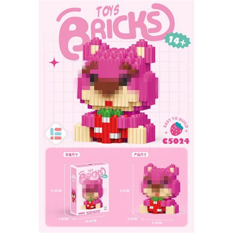 Home Haven 3d Mini Tiny Strawberry Bear Block Diy Character Cute Blocks Model Building Blocks