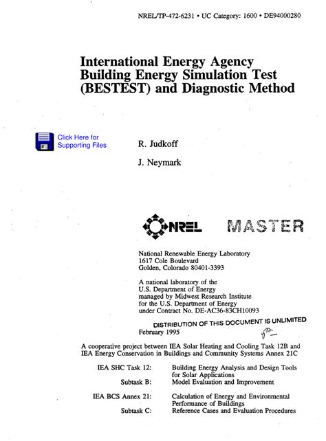 PDF International Energy Agency Building Energy Simulation Test BESTEST And Diagnostic Method