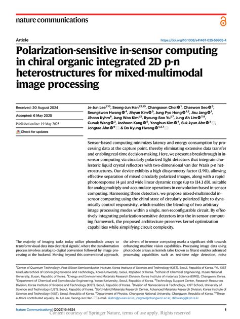 Pdf Polarization Sensitive In Sensor Computing In Chiral Organic