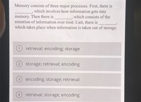 Solved Memory Consists Of Three Major Processes First