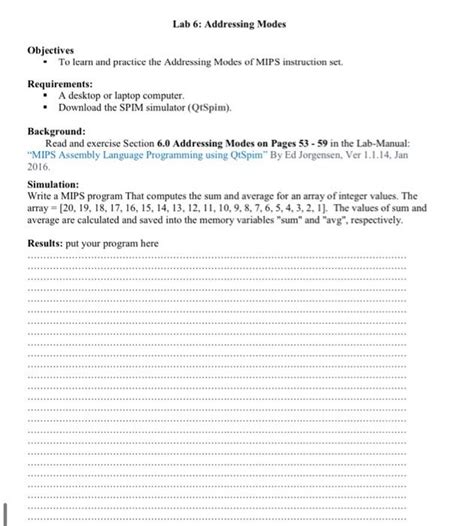 Solved Lab Addressing Modes Objectives To Learn And Chegg Com