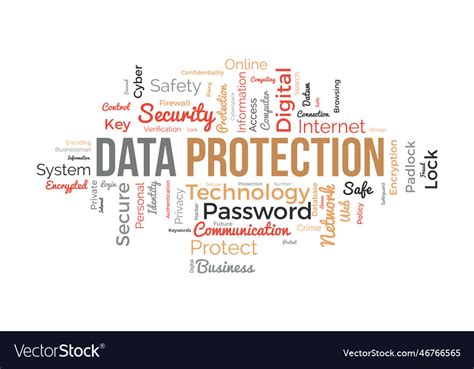 Word Cloud Background Concept For Data Protection Vector Image