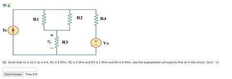 solved q2 given that vs is 12 v is is 6 a r1 is 5ohm r2 is