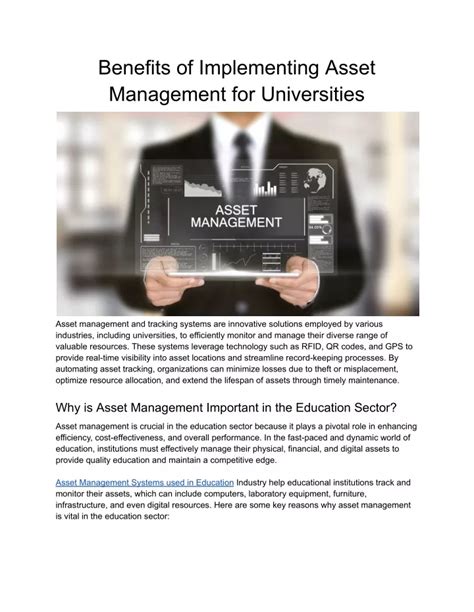 PPT Benefits Of Implementing Asset Management For Universities PowerPoint Presentation ID