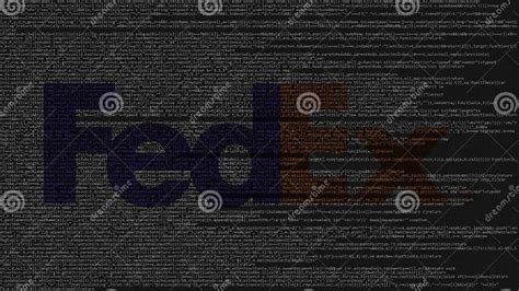 fedex logo made of source code on computer screen editorial 3d