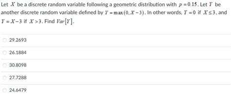 solved let x be a discrete random variable following a