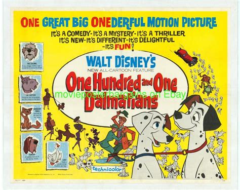 101 Dalmatians Movie Poster Linenbacked 22x28 Half Sheet 1961 Disney