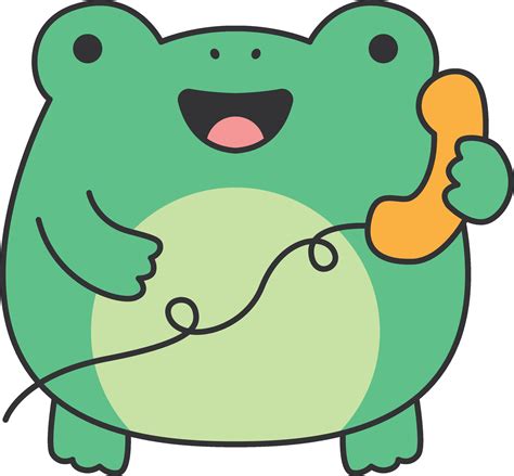 Cute Frog Talking On The Phone Vector Illustration In Flat Style