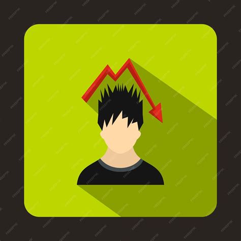 Premium Vector Man With Falling Red Graph Over Head Icon In Flat