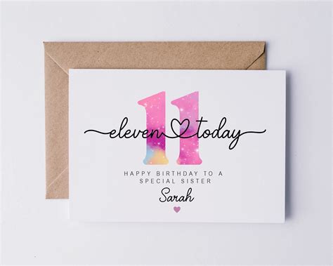 Personalised 11th Birthday Card Eleventh Birthday Card For Her Eleven