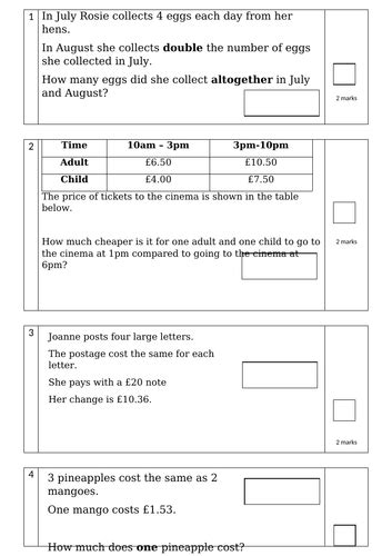 Y6 Sats Revision Questions Teaching Resources