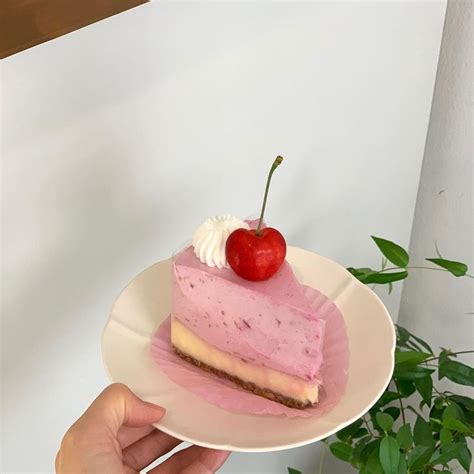 👩🏻‍🍳 반반케이크 On Instagram 오늘은 레이니어 체리 올라가니 더 상큼한 비주얼😆🍒 치즈무스층에 체리과육을 더 많이 넣고 두껍게 올렸답니다 체리케이크체리