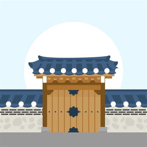 전통 기와집 대문 일러스트 Ai 다운로드 Download Traditional Tile House Gate Vector 어반브러시
