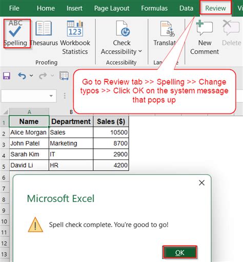 How To Perform A Spelling Check On The Active Worksheet In Excel Excel Insider