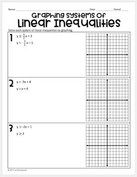 Graphing Systems Of Linear Inequalities Algebra Skills Practice