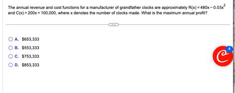 Solved The Annual Revenue And Cost Functions For A