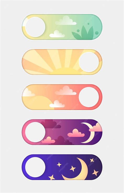 Premium Vector Day And Night Mode Switcher On And Off Toggle Buttons