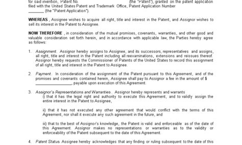 Patent Assignment Agreement Sample Templates At Within Invention Assignment Agreement Template