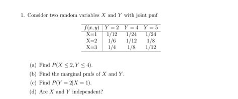Solved Consider Two Random Variables X And Y With Joint Chegg