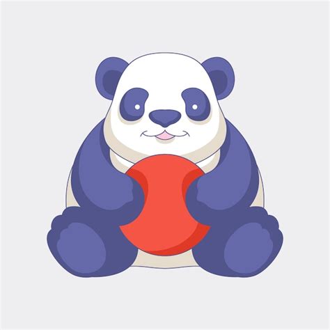 귀여운 팬더 포옹 공 만화 벡터 일러스트 레이 션 프리미엄 벡터