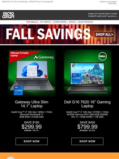 Micro Center 299 Gateway 14 1 Laptop 799 Dell 7620 16 Gaming Laptop Milled