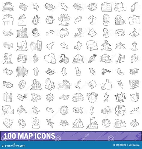 Map Icons Set Outline Style Stock Vector Illustration Of Icons North