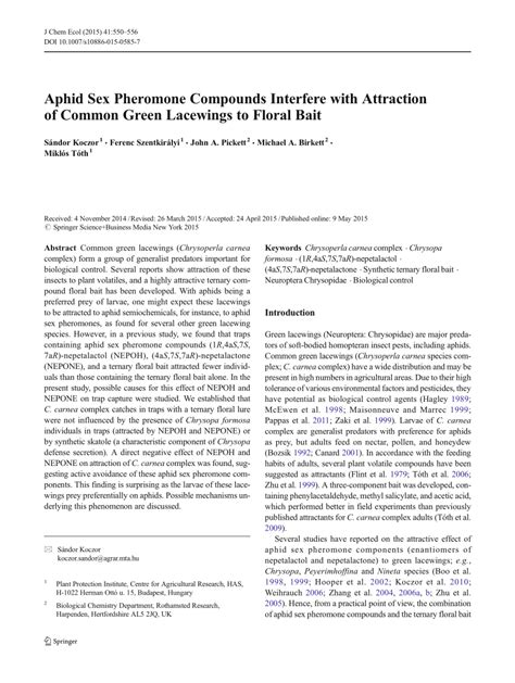 pdf aphid sex pheromone compounds interfere with attraction of common