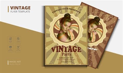 빈티지 전단지 및 포스터 템플릿 세트 프리미엄 벡터