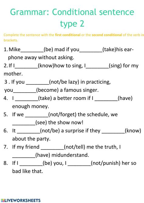 Interactive Conditional Sentence Type 2 Worksheet