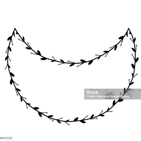 초승달 프레임 꽃 화 환 나선형 잎 꽃 벡터 장식 테두리 프레이밍 눌린 꽃 프레임 배경 검은 웨딩 프레임 축하 기념일 발렌타인 수상자 수상 로맨틱 0명에 대한 스톡 벡터