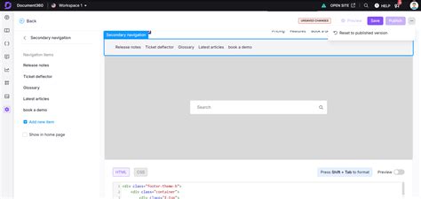 Configuring Secondary Navigation
