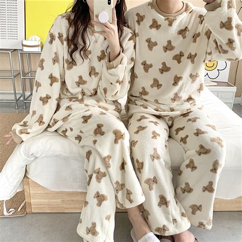 라니문 맨투맨 코지 테디 극세사 수면 커플 잠옷 세트 파자마파티 생일선물 홈웨어 위시버킷