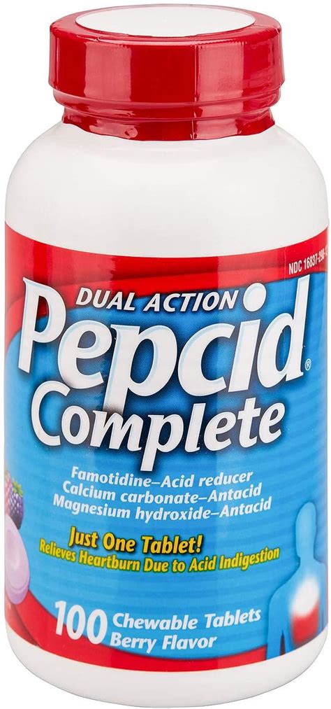 Pepcid Complete Dual Action Chewable Tablets Berry Flavor 100 Count 4 Pack