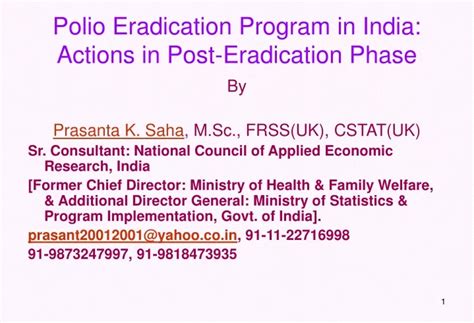Ppt Polio Eradication Program In India Actions In Post Eradication